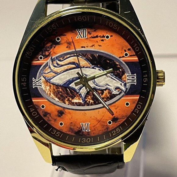 NFL | Accessories | Denver Broncos Casual Leather Wristwatch New | Poshmark